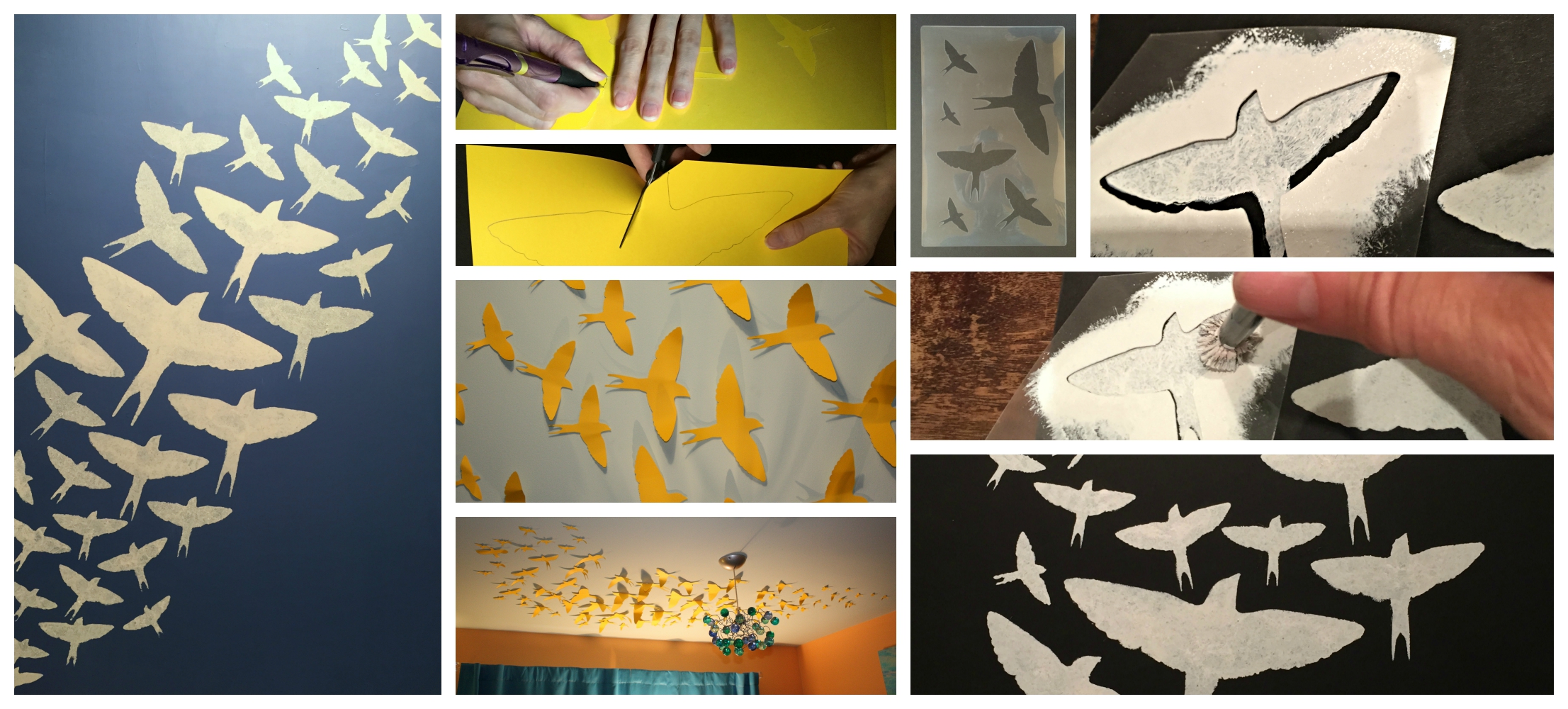 bird stencil collage 2 - Living Lullaby Designs